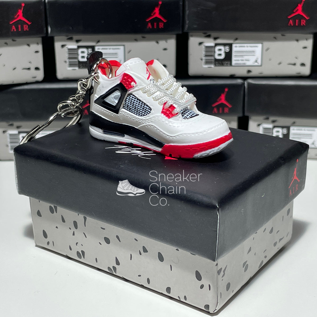 Nike Air Jordan 4 Retro Fire Red (2020) 3D Mini Sneaker Keychain Shoe ...