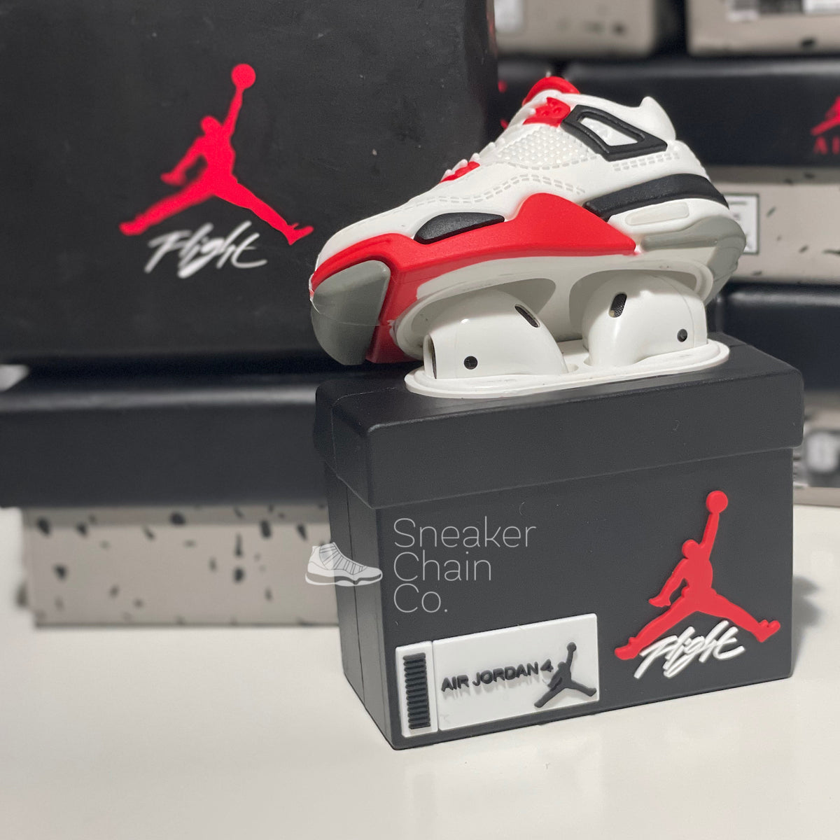 Nike Air Jordan 4 Retro Fire Red Sneaker Shoebox Design AirPod Case ...
